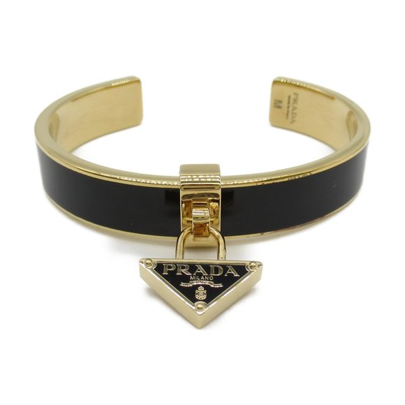 Prada | Jewelry | Prada Bangle Black Gold Enamel Metal | Poshmark